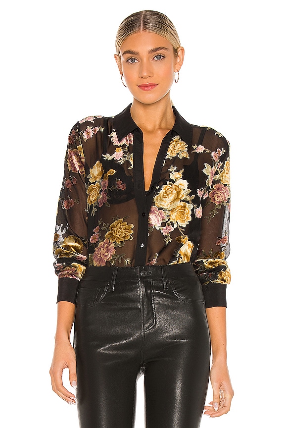 L'AGENCE Hailie Long Sleeve Blouse in Floral Burnout | REVOLVE