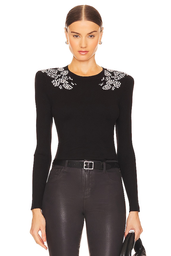 L'AGENCE Imaan Crystal Top in Black & Crystal | REVOLVE