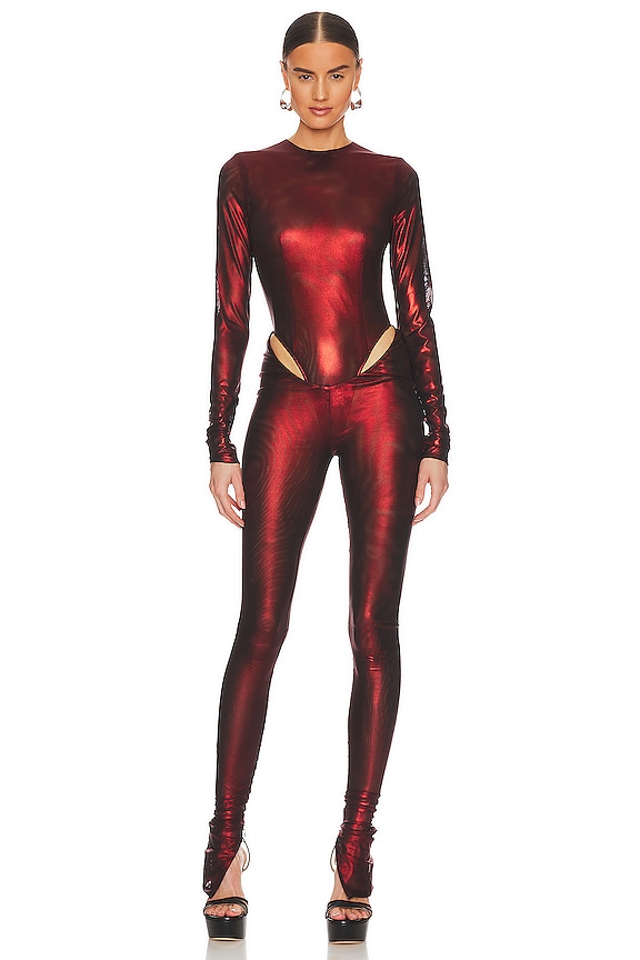 LaQuan Smith Cut Out Hip Detail Jumpsuit in Oxblood | REVOLVE