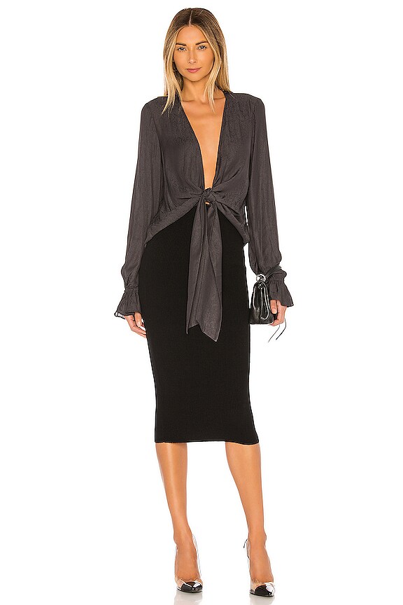 L'Academie The Fleurina Top in Dark Gray | REVOLVE