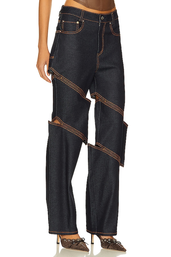 LEJE Double Slash Wide Leg in Dark Navy | REVOLVE