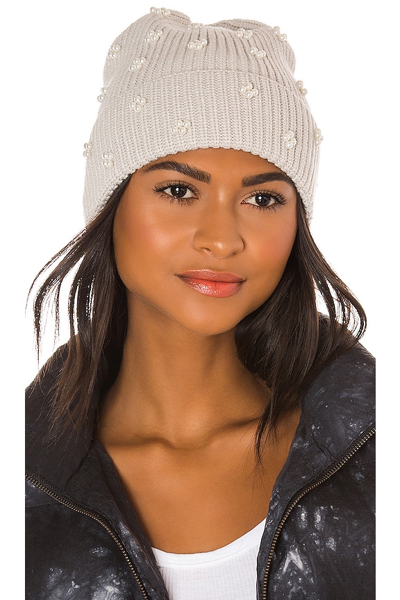 Lele Sadoughi Pearl Cluster Beanie in Grey | REVOLVE