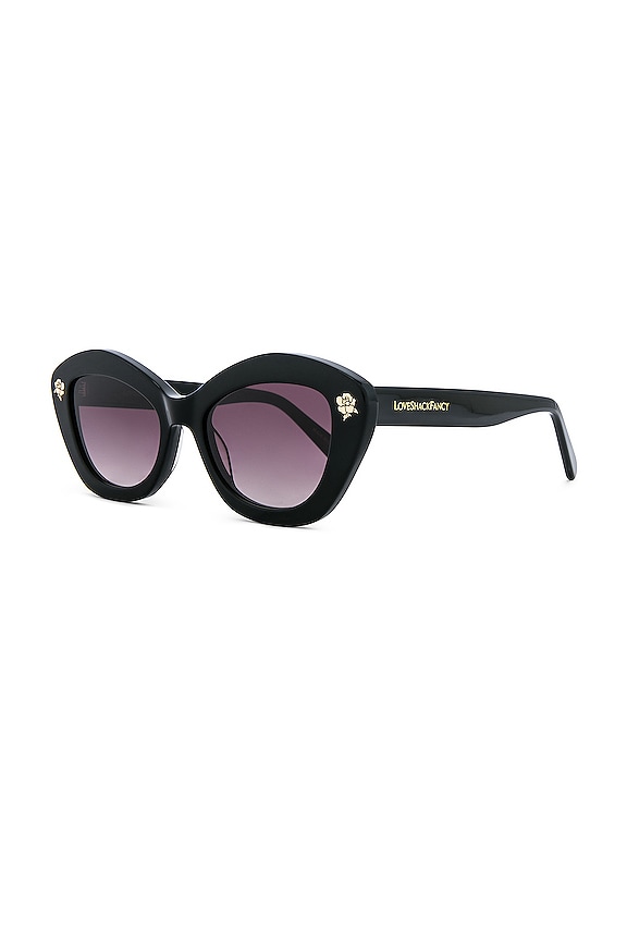 LoveShackFancy Hessel Cat Eye Sunglasses in Soft Black | REVOLVE