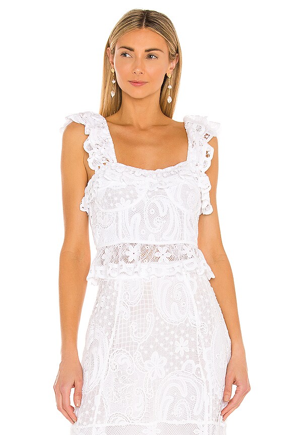 LoveShackFancy Shanton Top in True White | REVOLVE