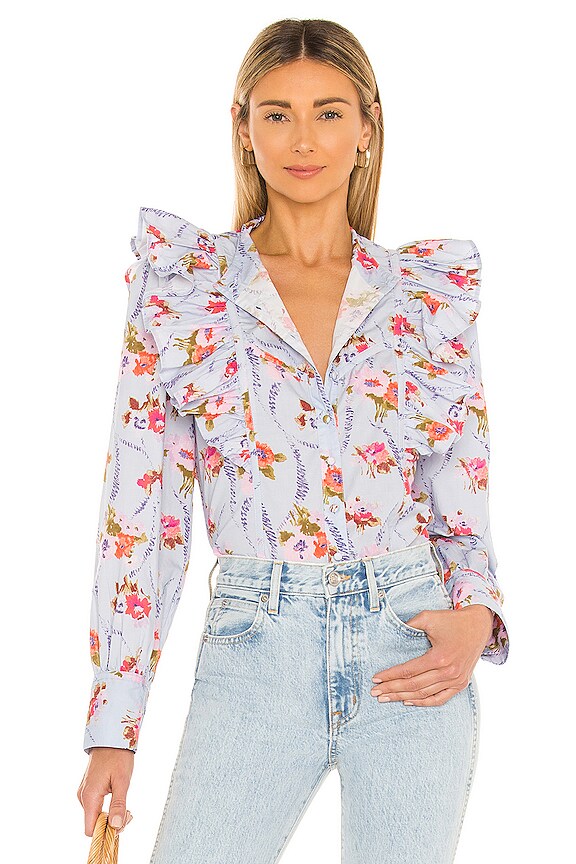 LoveShackFancy Beatrix Top in Lavender Moon | REVOLVE