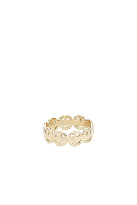 Lisa Gozlan 14kt Gold Eternity Happy Face Ring in Gold | REVOLVE