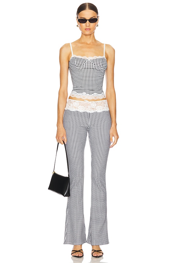 LIONESS Top Model Cami in Black Check | REVOLVE