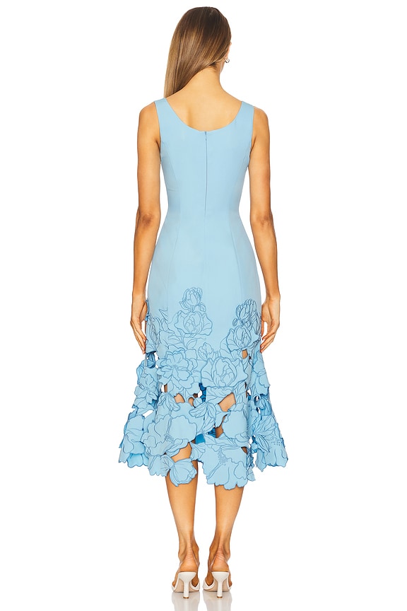 LEO LIN Emily Applique Midi Dress in Cornflower Blue | REVOLVE
