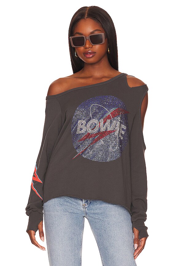 Lauren Moshi Mercedes Crystal Bowie Pullover in Vintage Black | REVOLVE