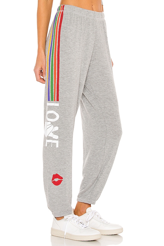 Lauren Moshi Tanzy Peace Love Stripes Pant in Heather Grey | REVOLVE