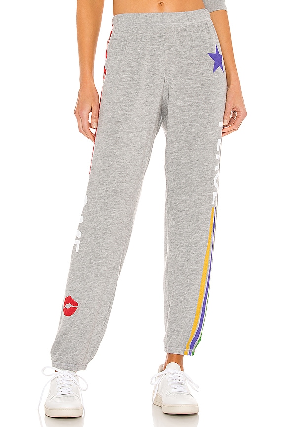 Lauren Moshi Tanzy Peace Love Stripes Pant in Heather Grey | REVOLVE