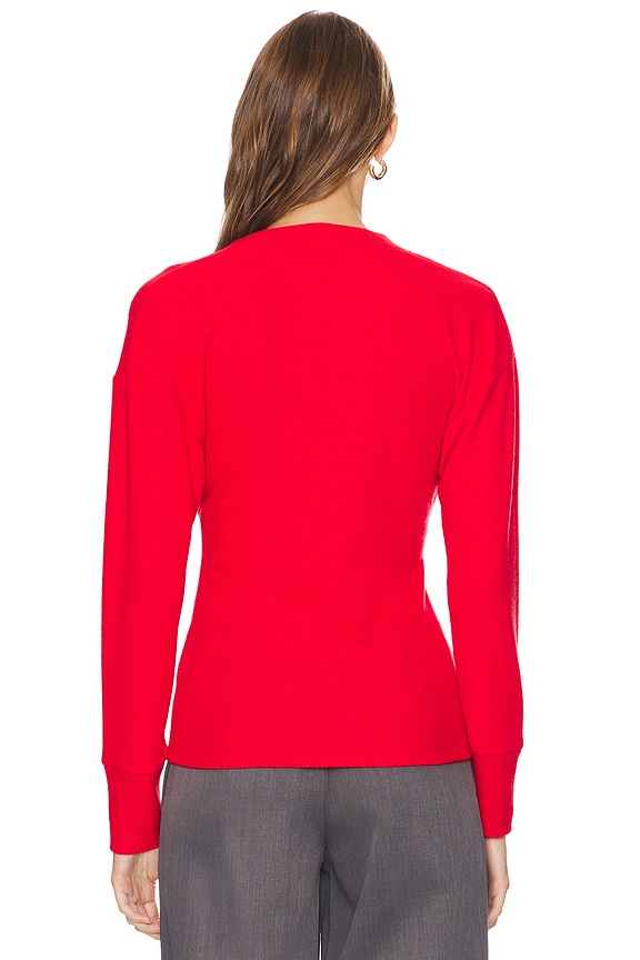 LNA Noel Waffle Cardigan in High Risk Red | REVOLVE