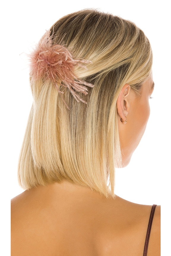 Loeffler Randall Feather Hair Comb in Buff Pink | REVOLVE