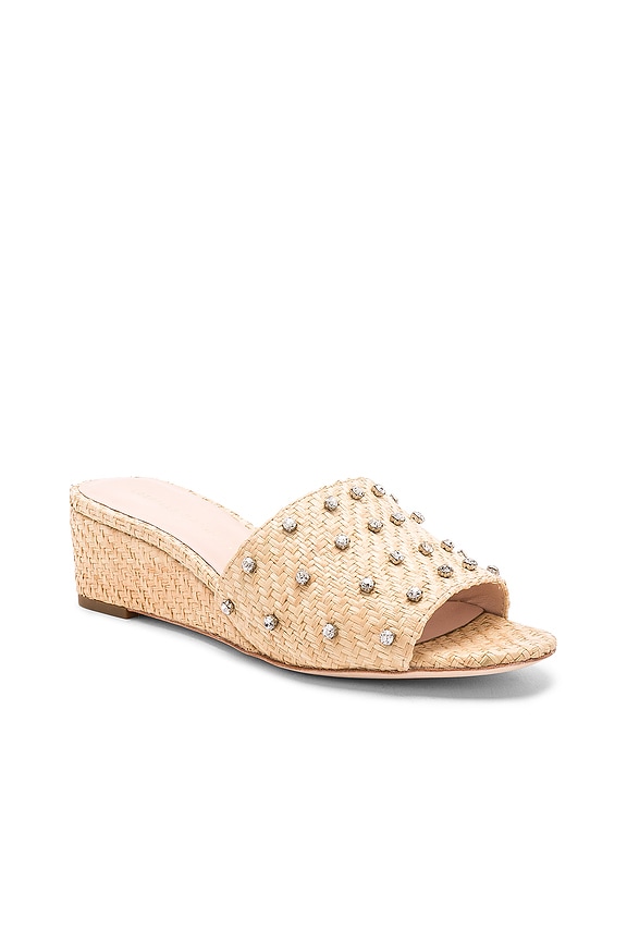 Loeffler Randall Tilly Wedge Slide With Rhinestones in Natural | REVOLVE