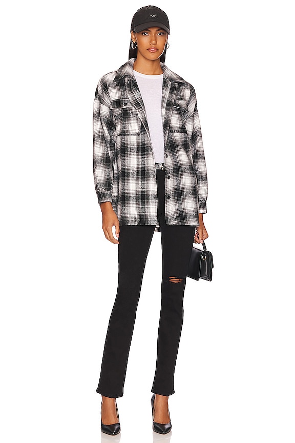 Lovers and Friends Harlow Flannel Shacket in Black & White | REVOLVE