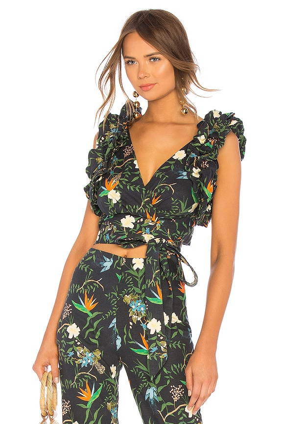 LPA Multi Ruffle Wrap Top in Tropical Paradise | REVOLVE