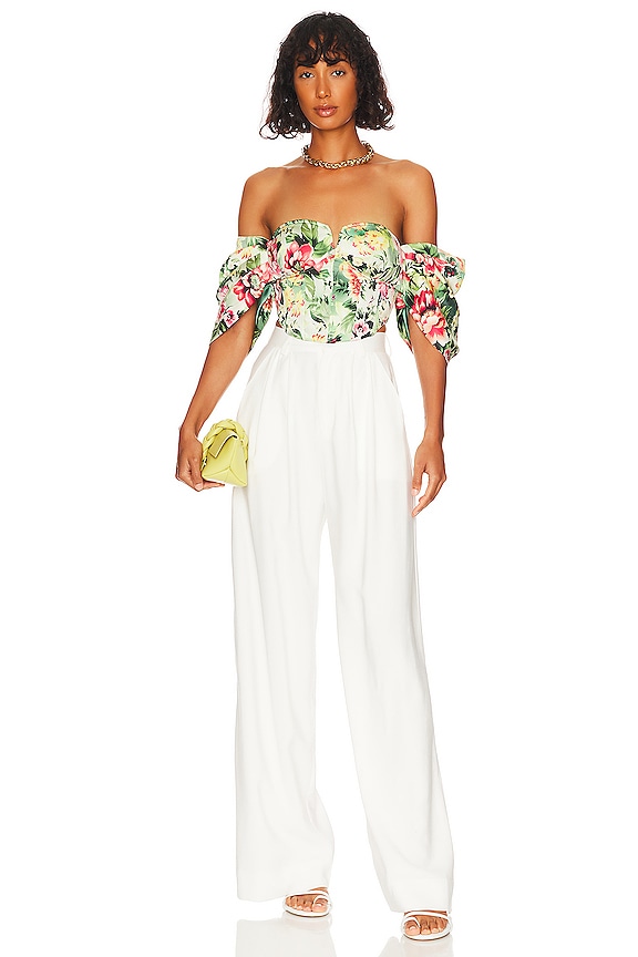 LPA Rae Corset Top in Green Rosa Floral | REVOLVE