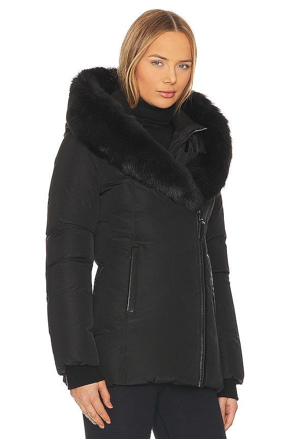 Mackage Adali Shearling Collar Coat in Black | REVOLVE