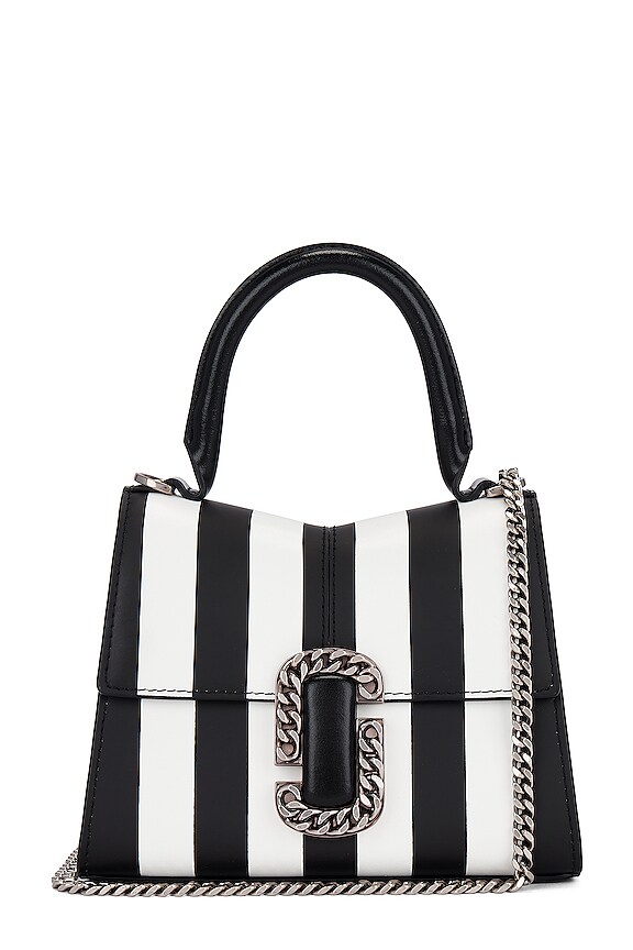 Marc Jacobs The Striped St. Marc Mini Top Handle in Black & White | REVOLVE
