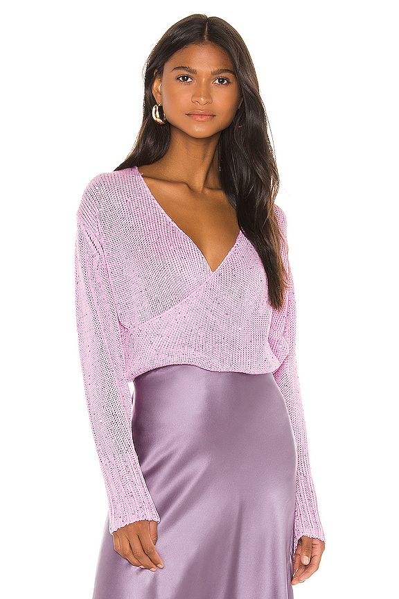 Michelle Mason Cross Wrap Sweater in Bubblegum | REVOLVE