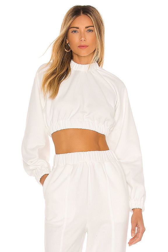 Michael Costello x REVOLVE Raglan Sleeve Crop Sweater in Ivory | REVOLVE