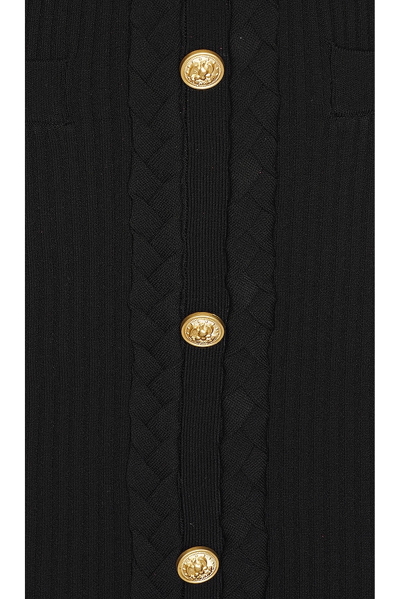 MILLY Braided Placket Cardigan Dress in Black | REVOLVE