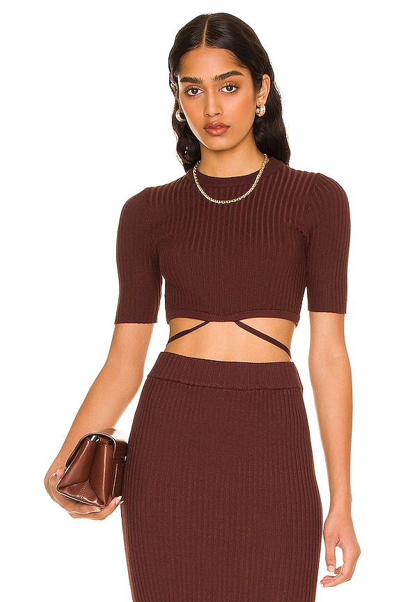 MINKPINK Lynd Knit Top in Chocolate | REVOLVE