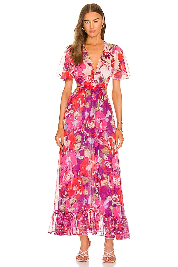 MISA Los Angeles Calista Dress in Lilac Coming Up Roses | REVOLVE