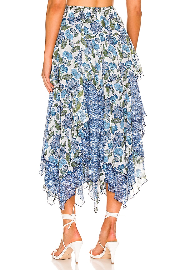 MISA Los Angeles Zoe Skirt in Flora Azulia and Blue Astra | REVOLVE