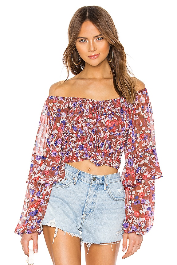 MISA Los Angeles X REVOLVE Isla Top in Brown Floral Print | REVOLVE