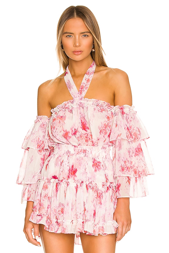 MISA Los Angeles Ditte Top in Abstract Rose Flora | REVOLVE