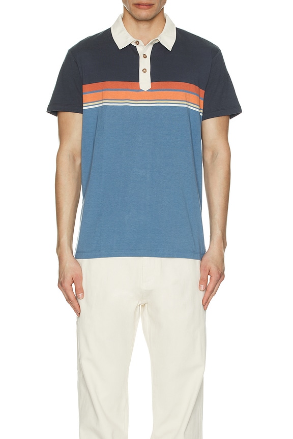 Marine Layer Engineered Stripe Polo in Mood & Vintage Indigo | REVOLVE
