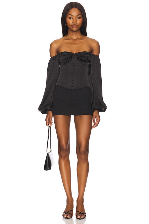 MORE TO COME Gabriella Corset Top in Black | REVOLVE