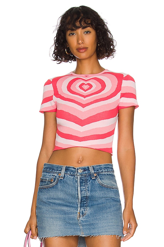 MORE TO COME Harper Heart Crop Top in Pink Multi | REVOLVE
