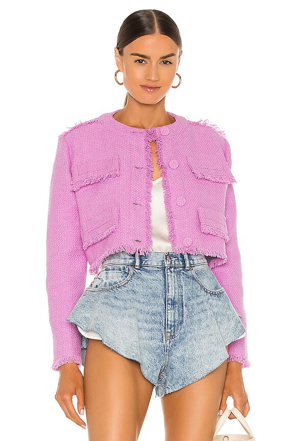 MSGM Cotton Tweed Jacket in Pink | REVOLVE