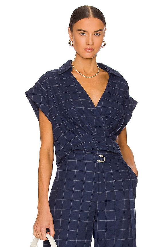 Marissa Webb Rowe Lightweight Flannel Drop Shoulder Top in Jordie Navy ...