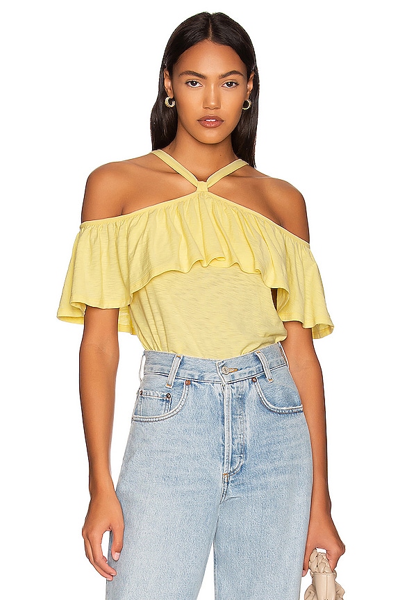 Nation Los Angeles Morgan Ruffled Halter Top in Butter | REVOLVE