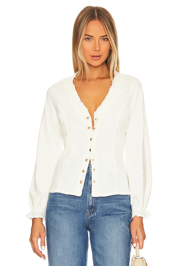 Nation Los Angeles Leandra Edwardian Top in Off White | REVOLVE