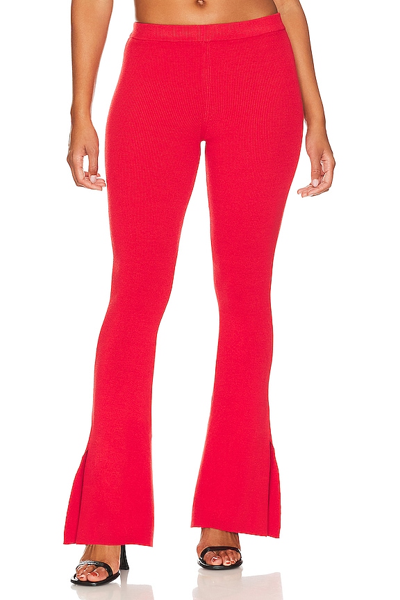 NBD Zuri Knit Pants with Ankle Slits in Rust in Red | REVOLVE