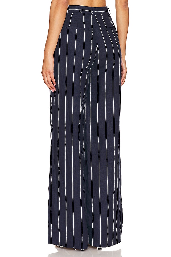 NICHOLAS Calista Belted Wide Leg Pant in Ink & Milk | REVOLVE