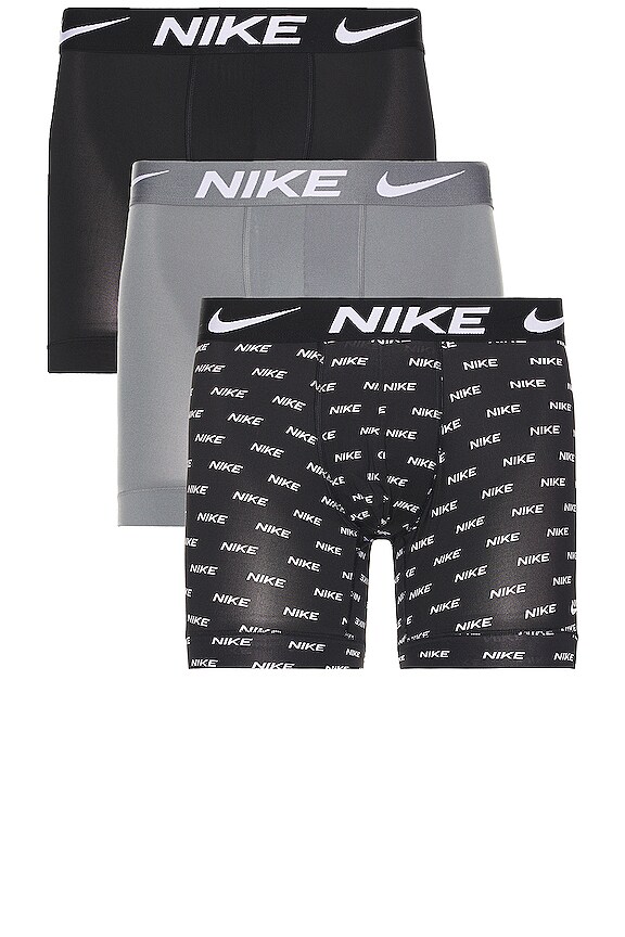 Nike Essential Micro Boxer Brief 3 Pack in Cool Grey & Black | REVOLVE