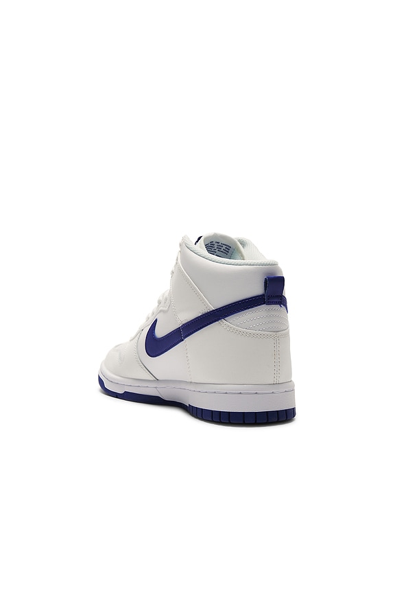 Nike Dunk Hi Retro Sneaker in White, Concord, & Summit White | REVOLVE