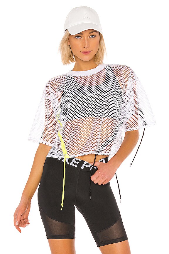 Nike Sportswear NSP SS Mesh Top in White | REVOLVE