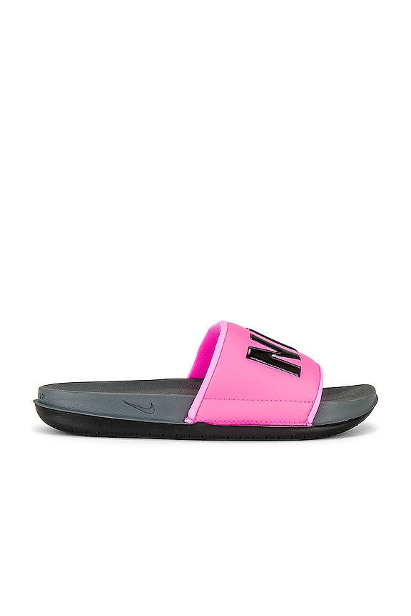 Nike Nike Offcourt Slide in Pink Blast, Black, & Dark Grey | REVOLVE