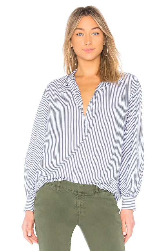 NILI LOTAN Claira Top in White Blue Stripe | REVOLVE