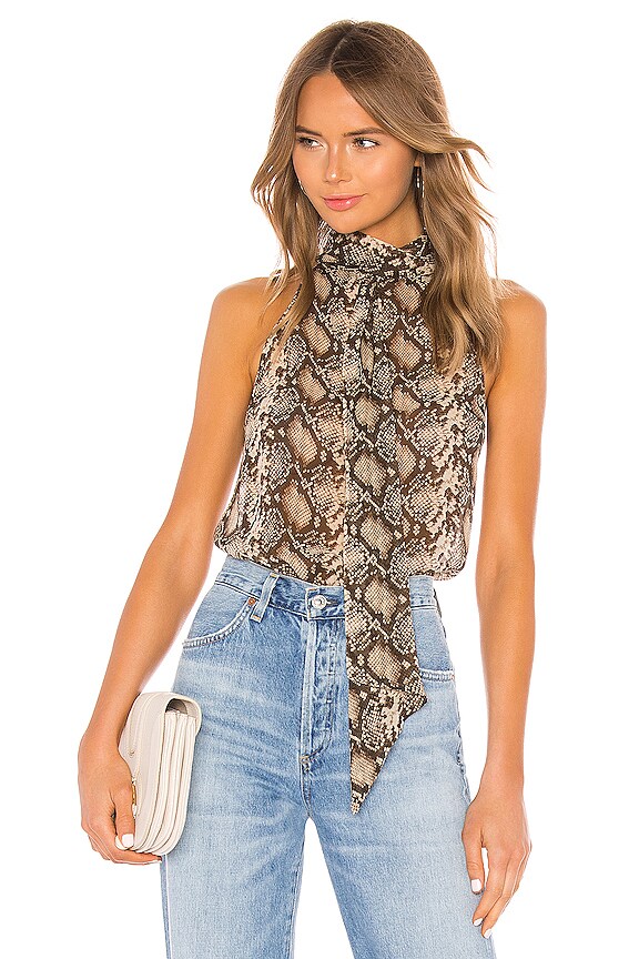NILI LOTAN Alameda Top in Dark Brown Snake Print | REVOLVE