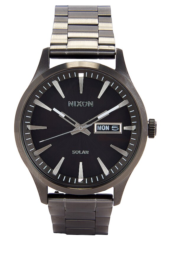 Nixon Sentry Solar Watch in Gunmetal | REVOLVE
