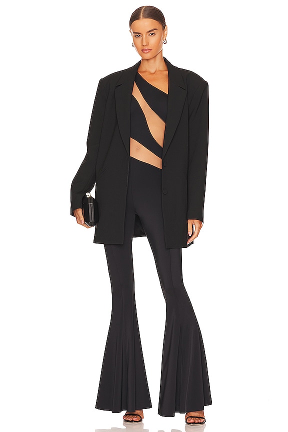 Norma Kamali Snake Mesh Fishtail Jumpsuit in Black & Nude Mesh | REVOLVE