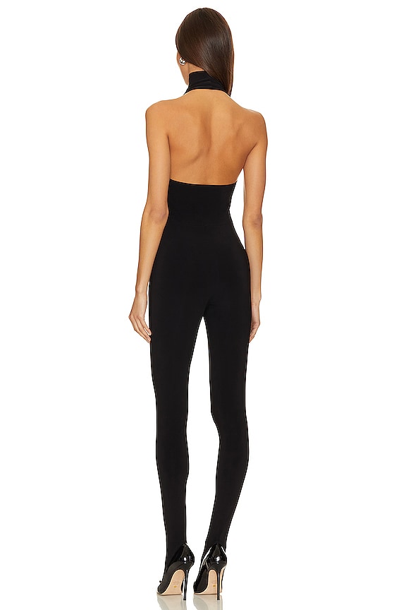 Norma Kamali X Revolve Halter Turtle Catsuit With Footsie in Black ...