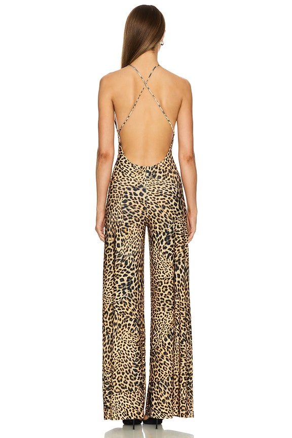 Norma Kamali Low Back Slip Jumpsuit in Cheetah Patch | REVOLVE